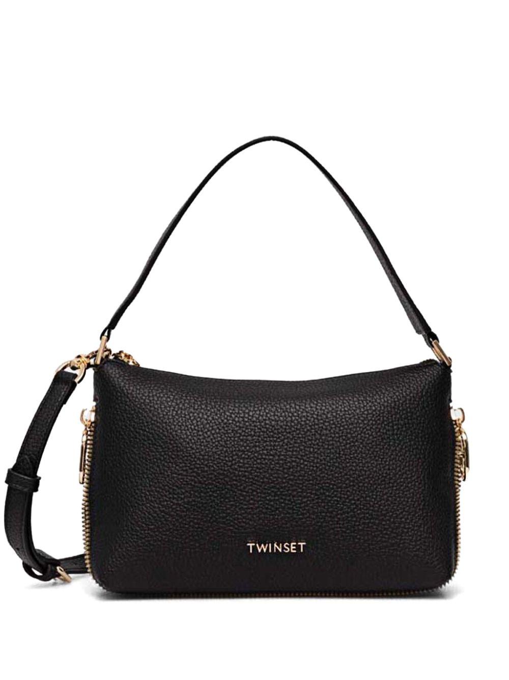 Twin Set Logo-Lettering Crossbody Bag in Black | Lyst