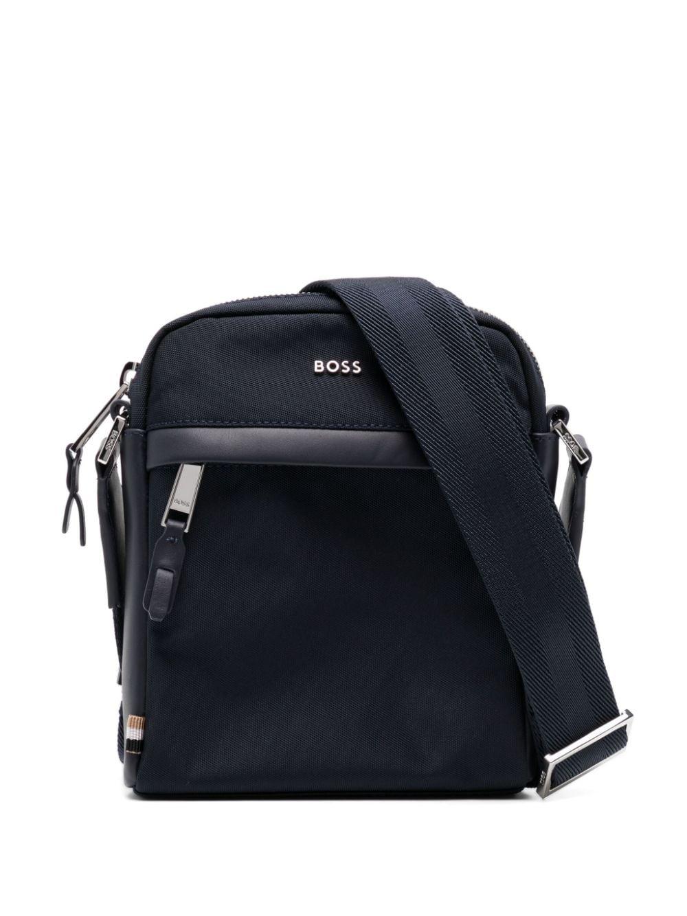 BOSS Logo-Lettering Messenger Bag in Blue for Men | Lyst