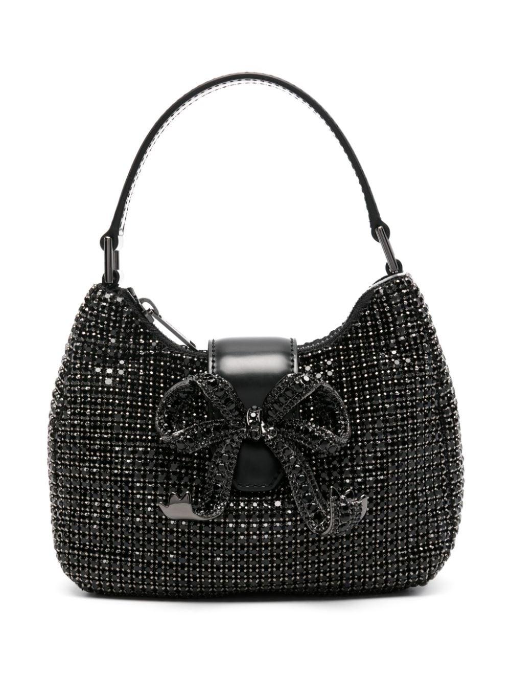 Self-Portrait Diamante Crescent Tote Bag in Black | Lyst