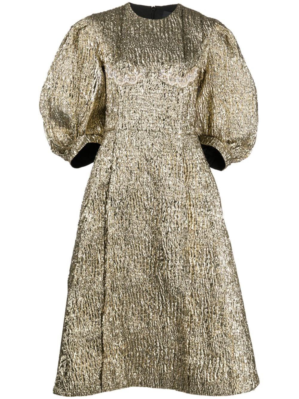 Simone Rocha Crystal-embellished Cloqué Midi Dress in Metallic | Lyst