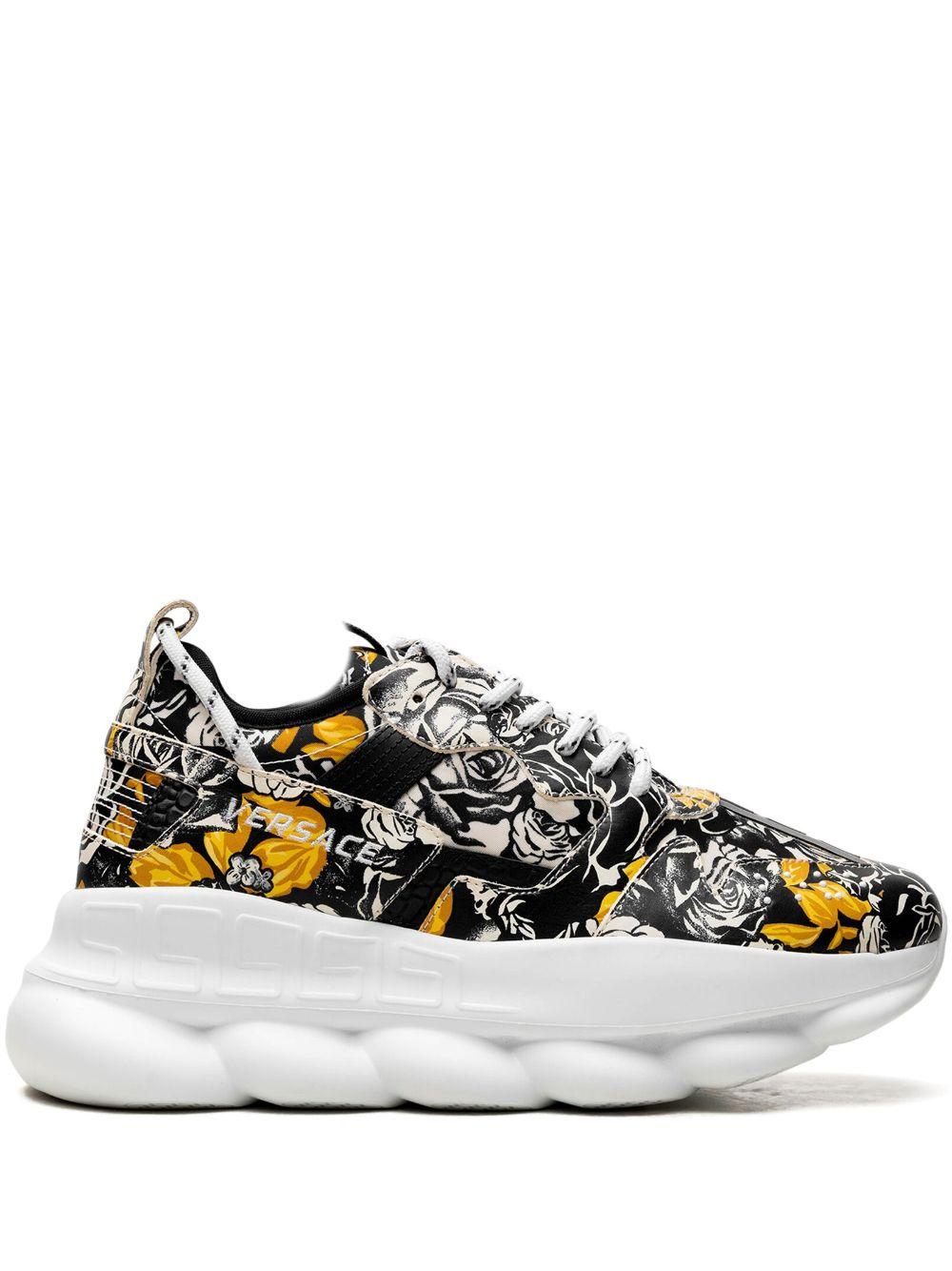 Versace Chain Reaction "Baroque Floral" Sneakers in Black for Men | Lyst
