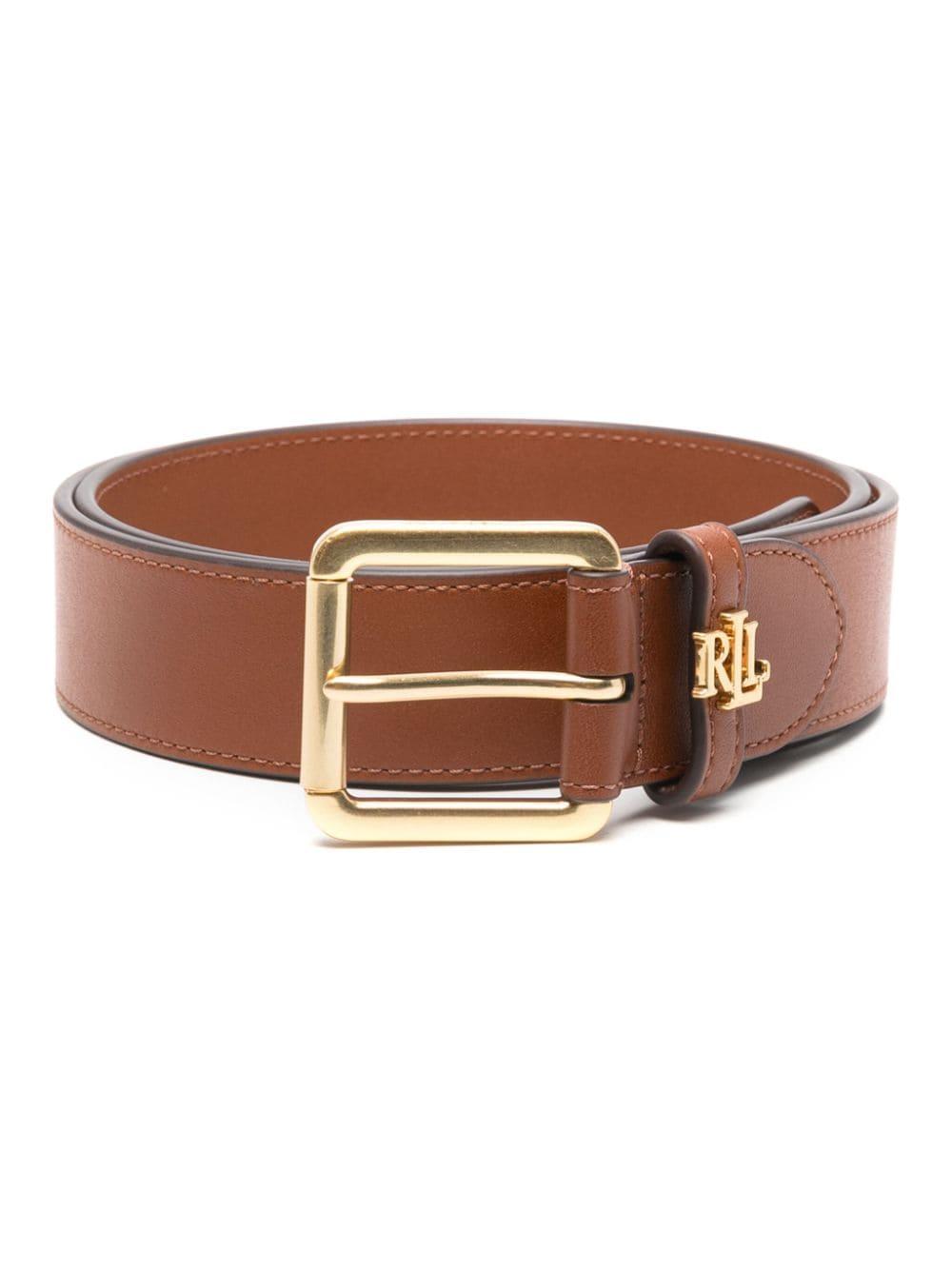 Ralph Lauren Logo-Plaque Belt in Brown | Lyst UK