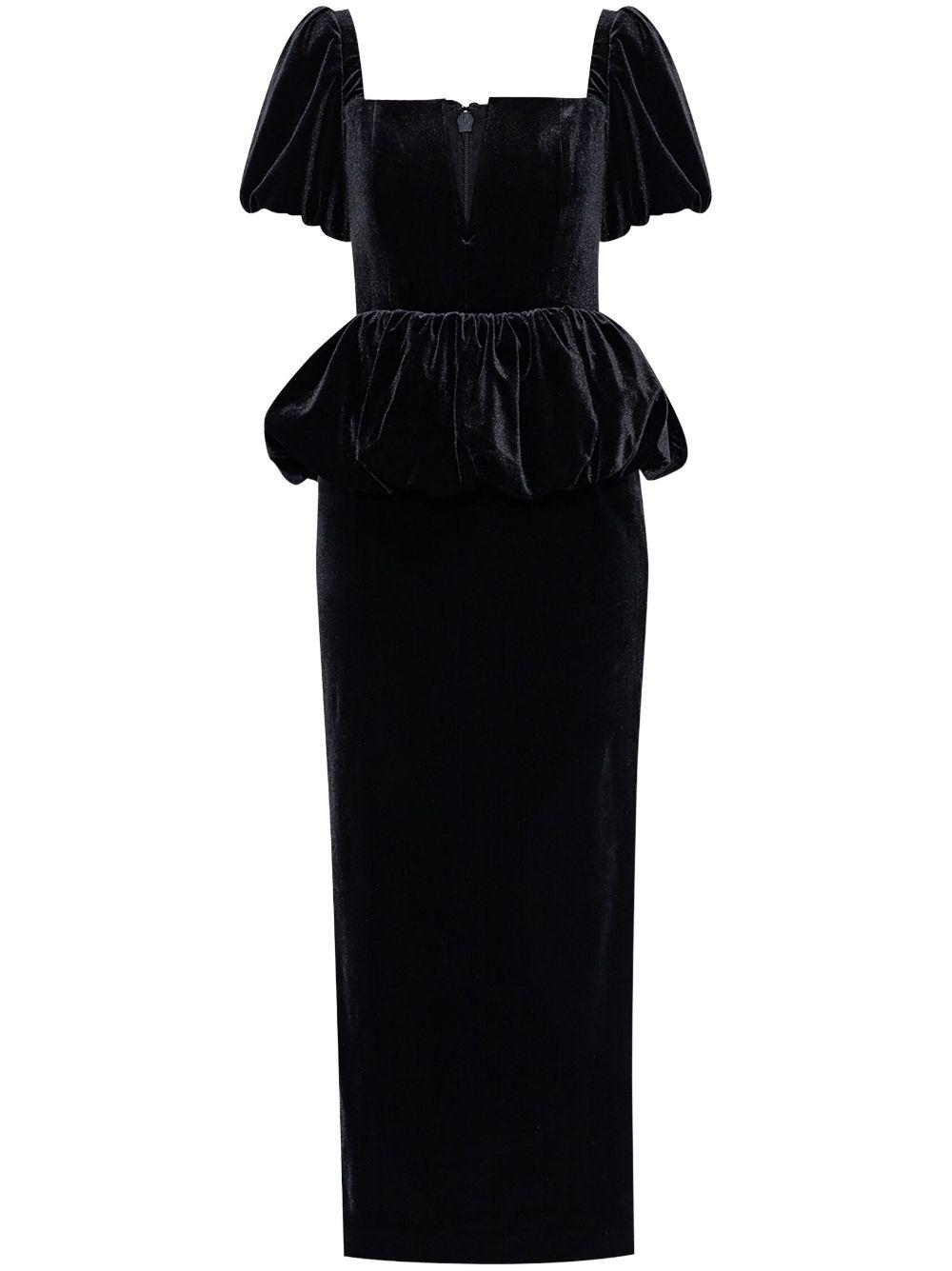 Self-Portrait Velvet Peplum Dress in Black | Lyst