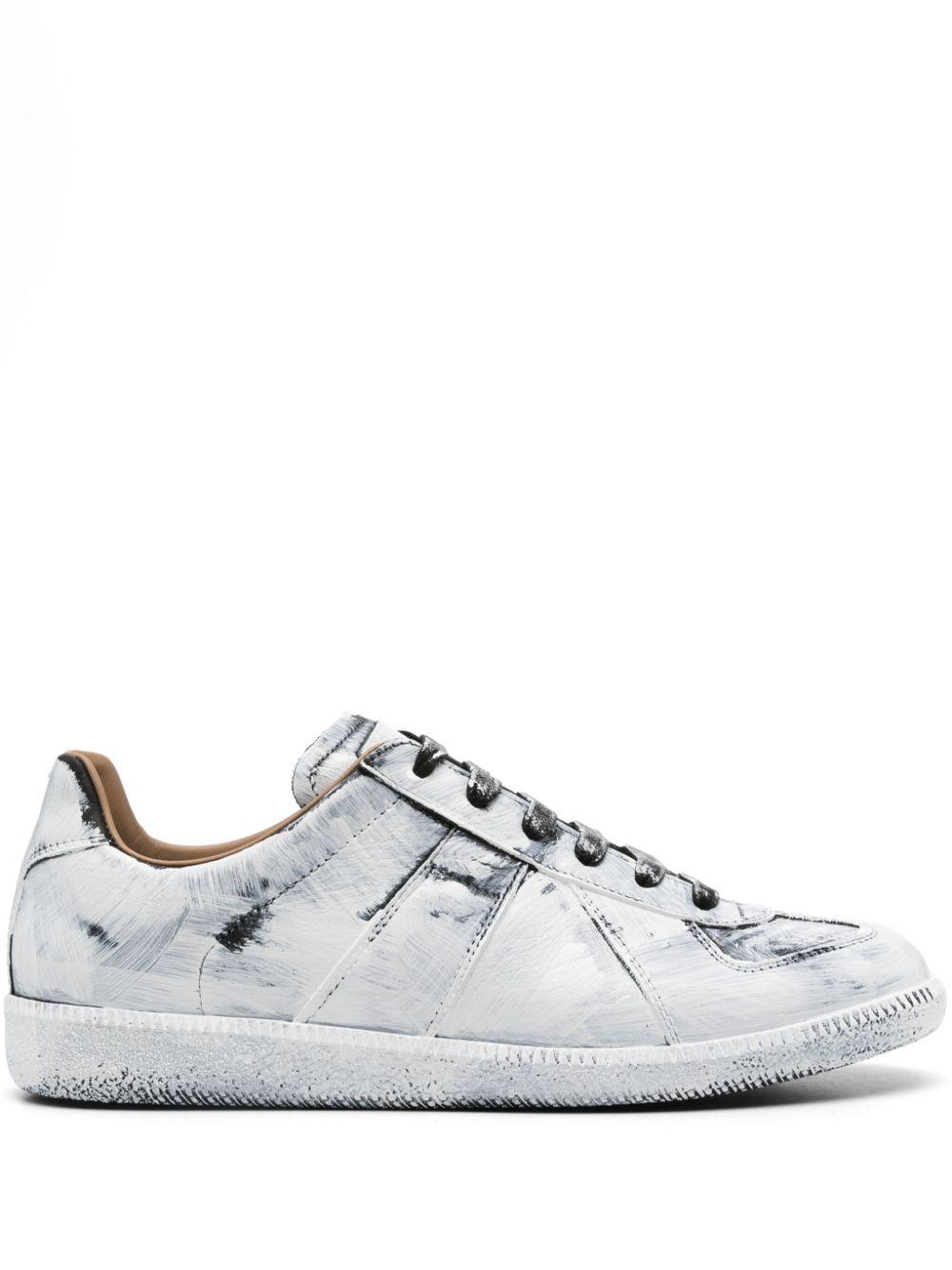 Maison Margiela Paint-Effect Sneakers in White for Men | Lyst