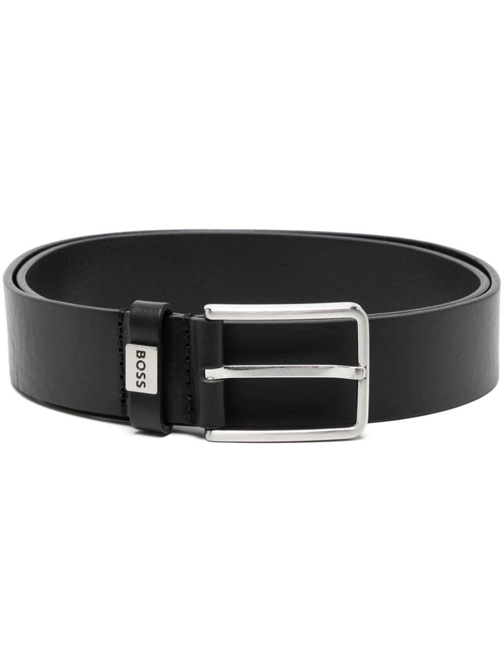 BOSS Leather Logo Keeper Belt in Black for Men | Lyst