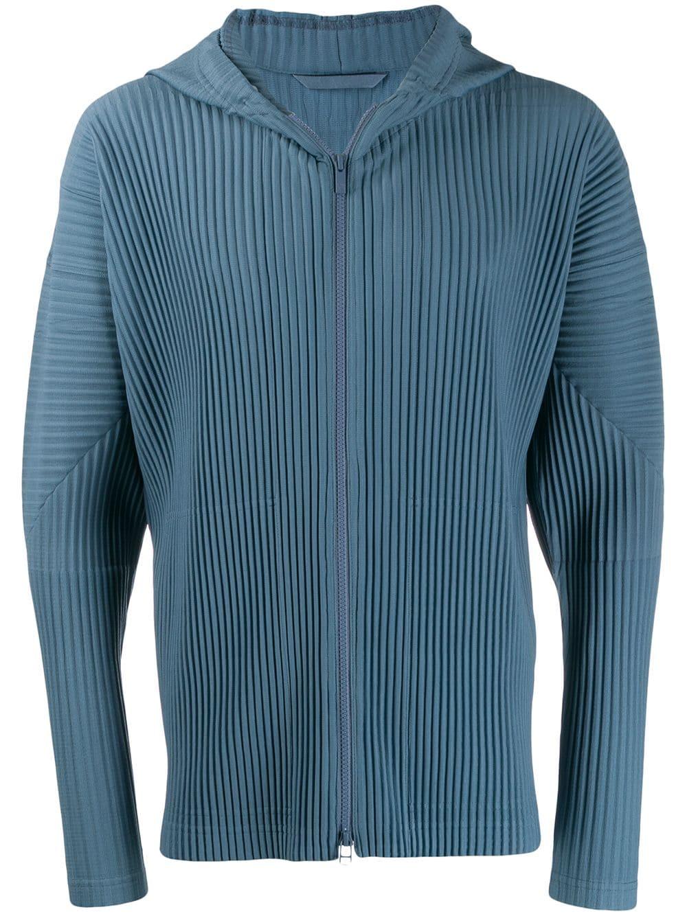 Homme Plissé Issey Miyake Pleated Zip-up Jacket in Blue for Men - Lyst
