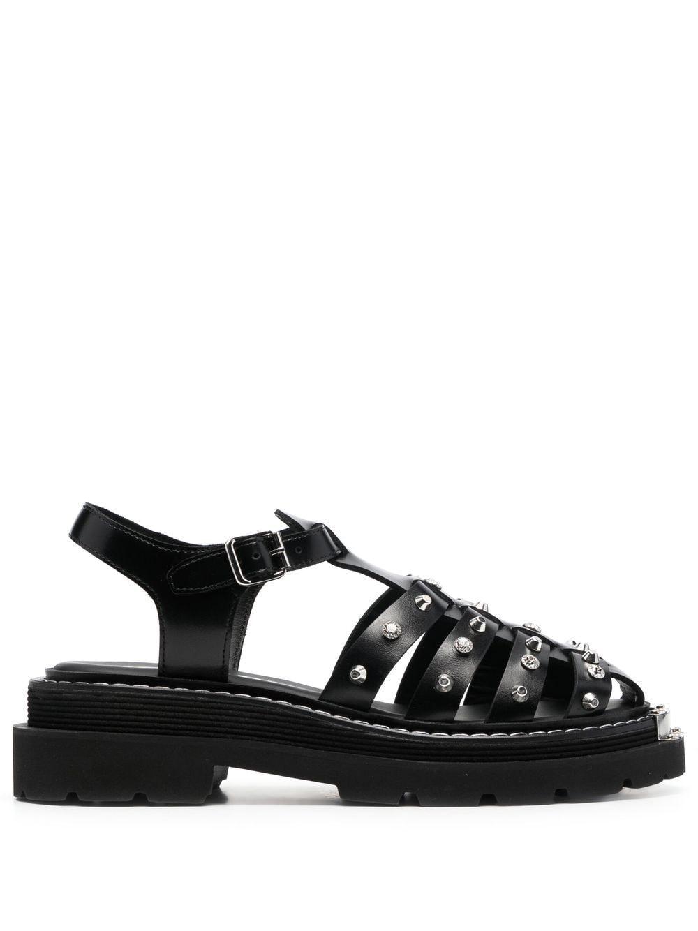 Sandro Olys Studded Leather Sandals in Black | Lyst