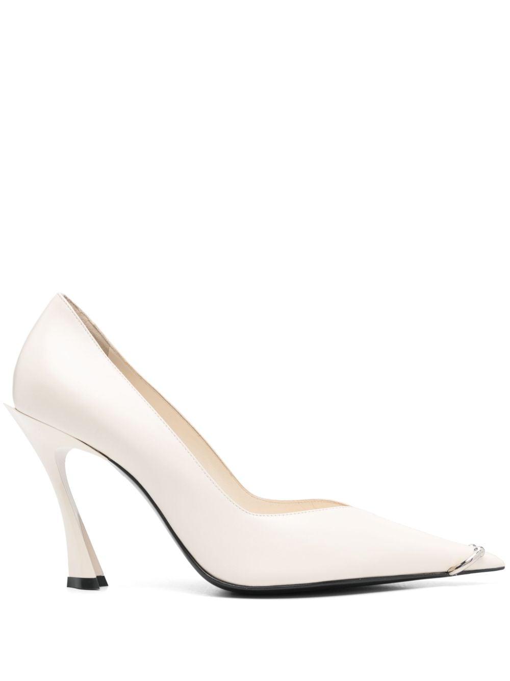 Mugler 90Mm Leather Piercing Fang Pump in White | Lyst