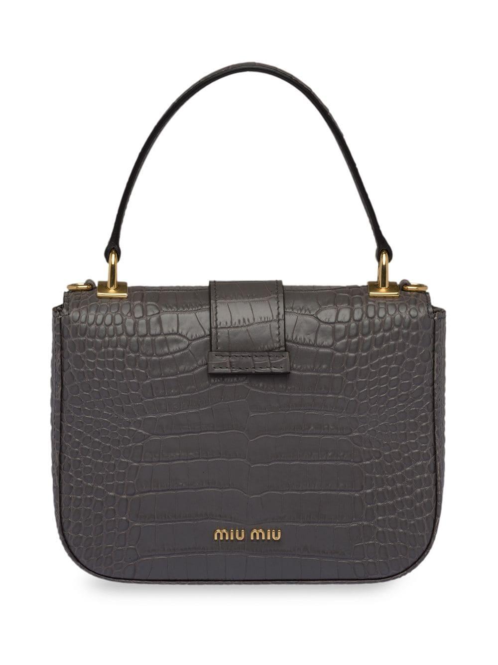 Miu Miu Crocodile Effect Bag in Gray | Lyst Miu Miu Crocodile Effect Bag in Gray | Lyst