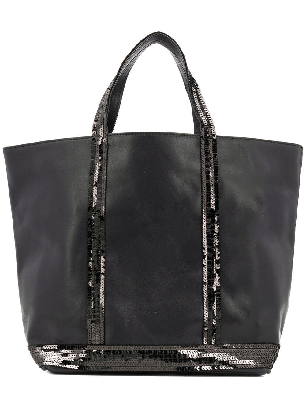 Vanessa Bruno Leather Sequined Tote Bag in Black - Lyst