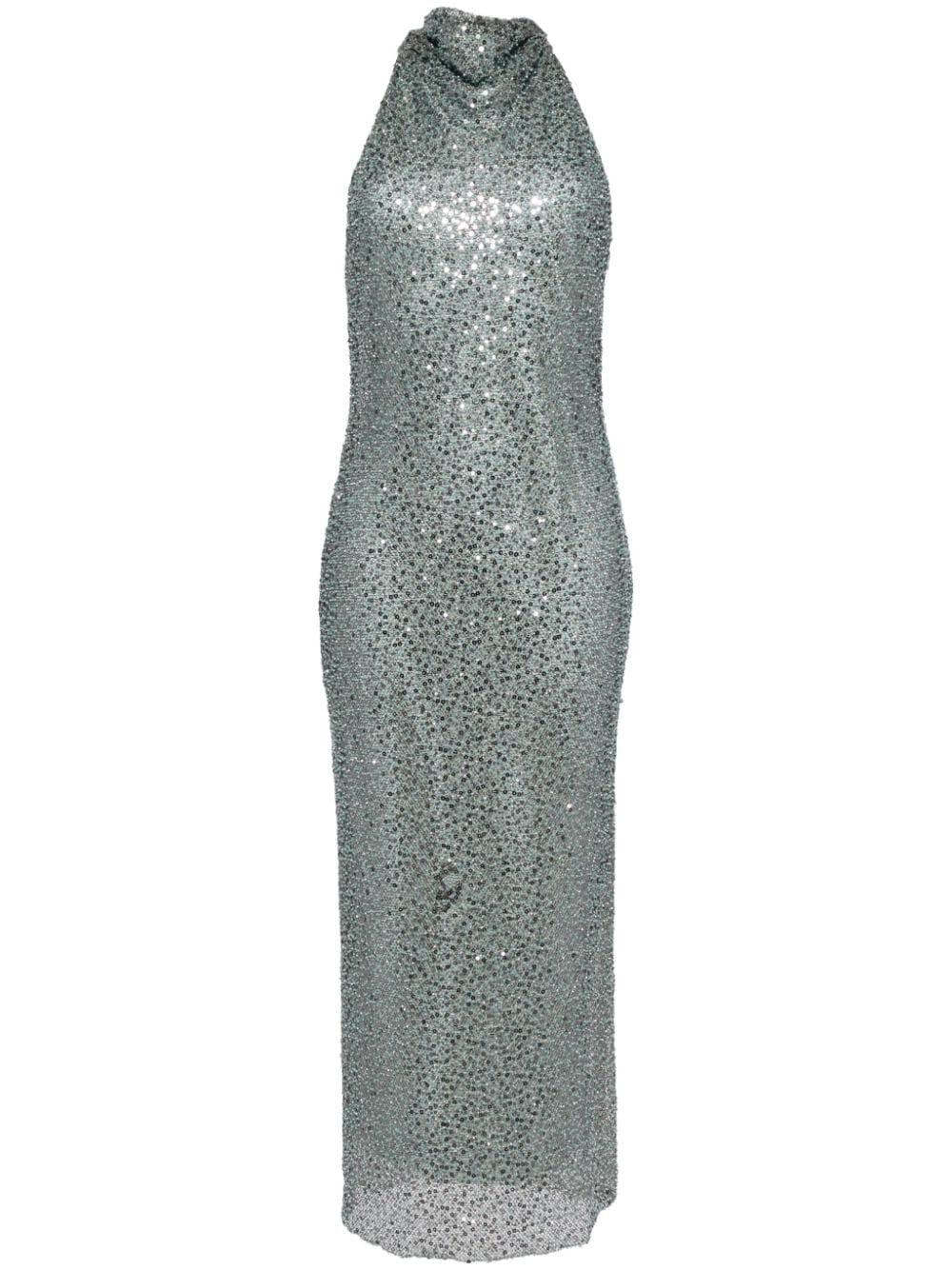 Rebecca Vallance Nixie Halter Gown in Blue | Lyst