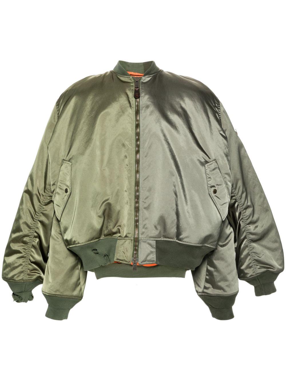 Balenciaga Double-Sleeves Bomber Jacket in Green | Lyst