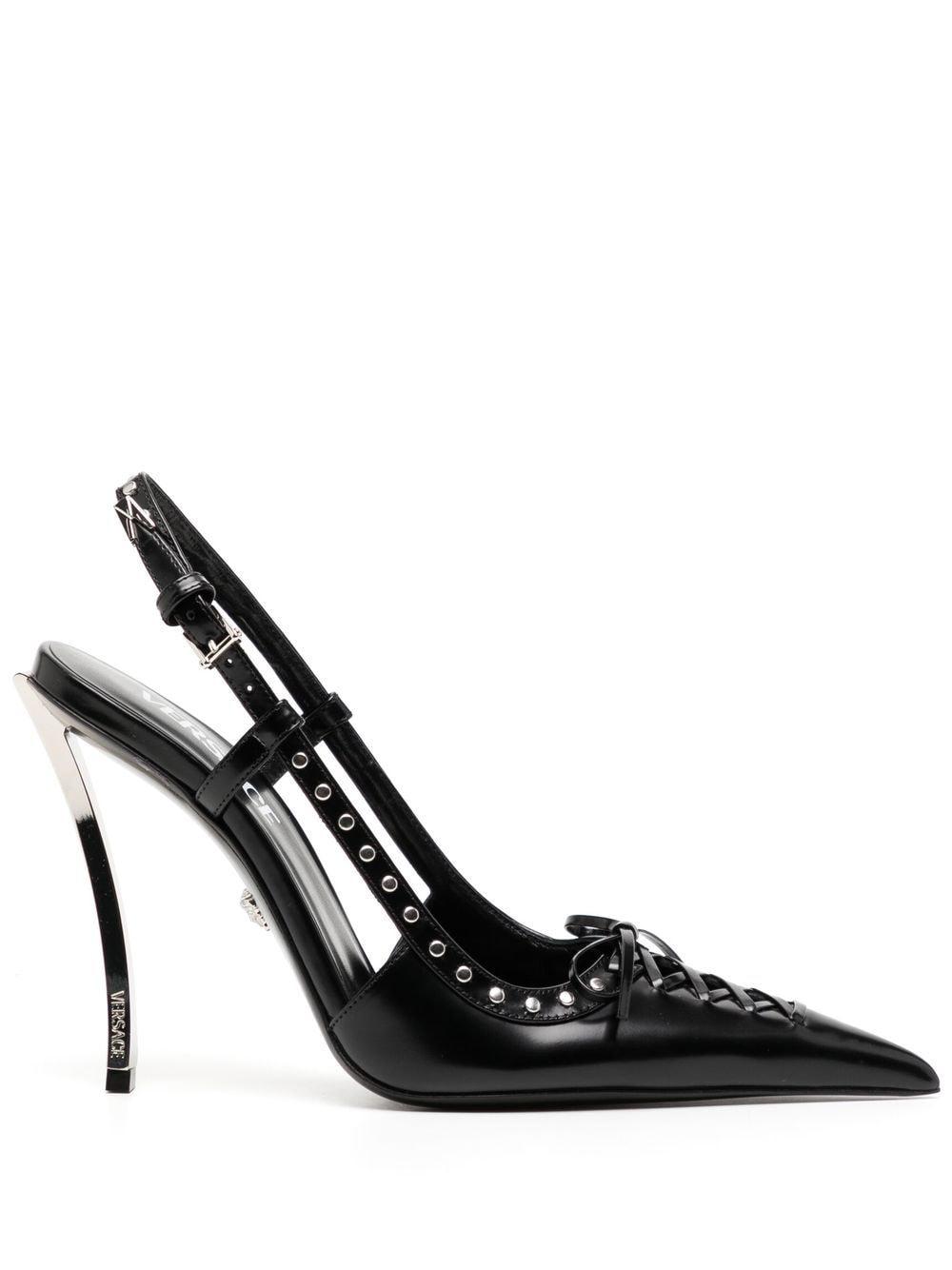 Versace Pinpoint 120mm Lace Up Pumps In Black Lyst