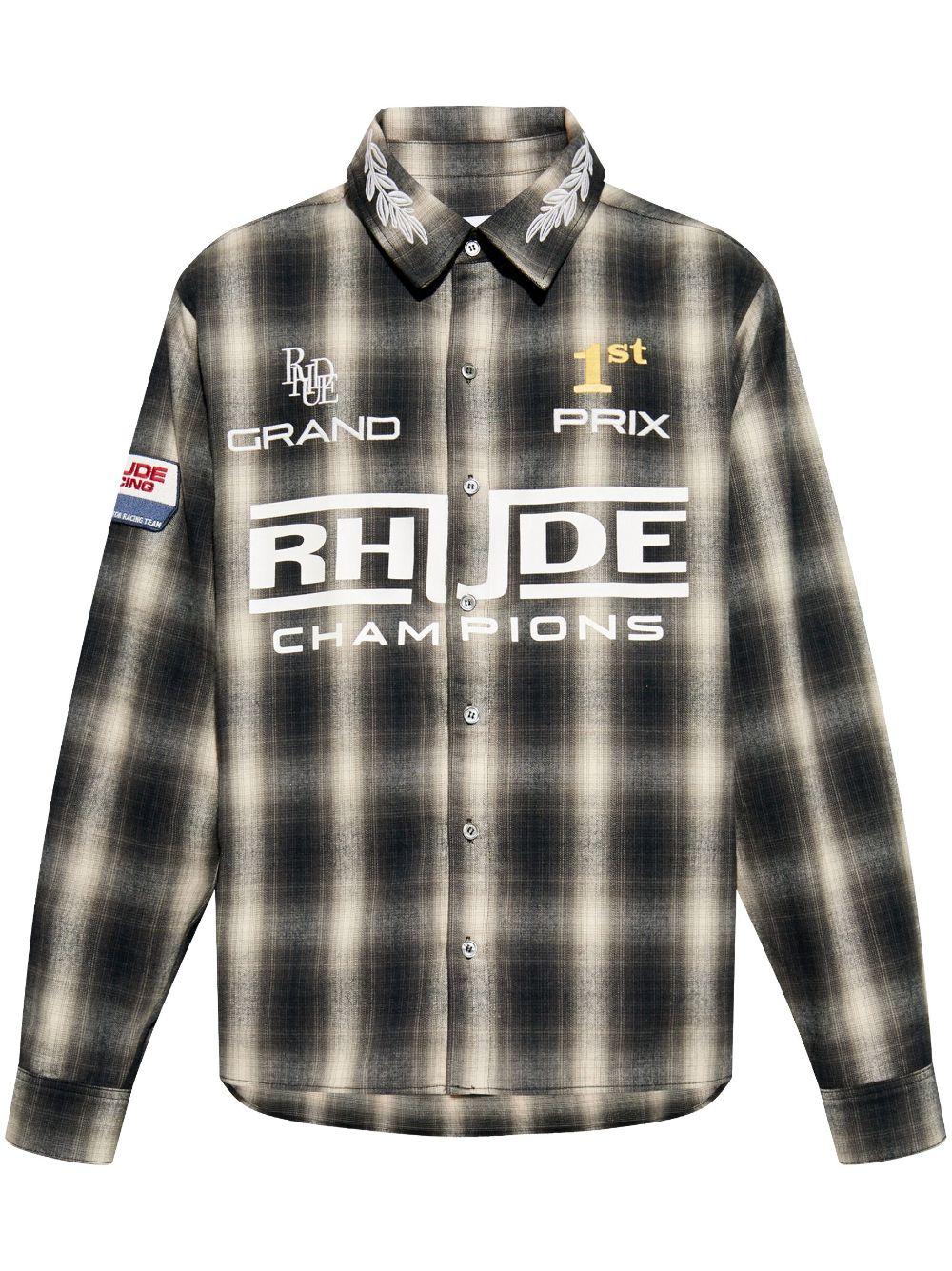 Rhude Racing-Inspired Flannel Shirt For in Gray for Men | Lyst