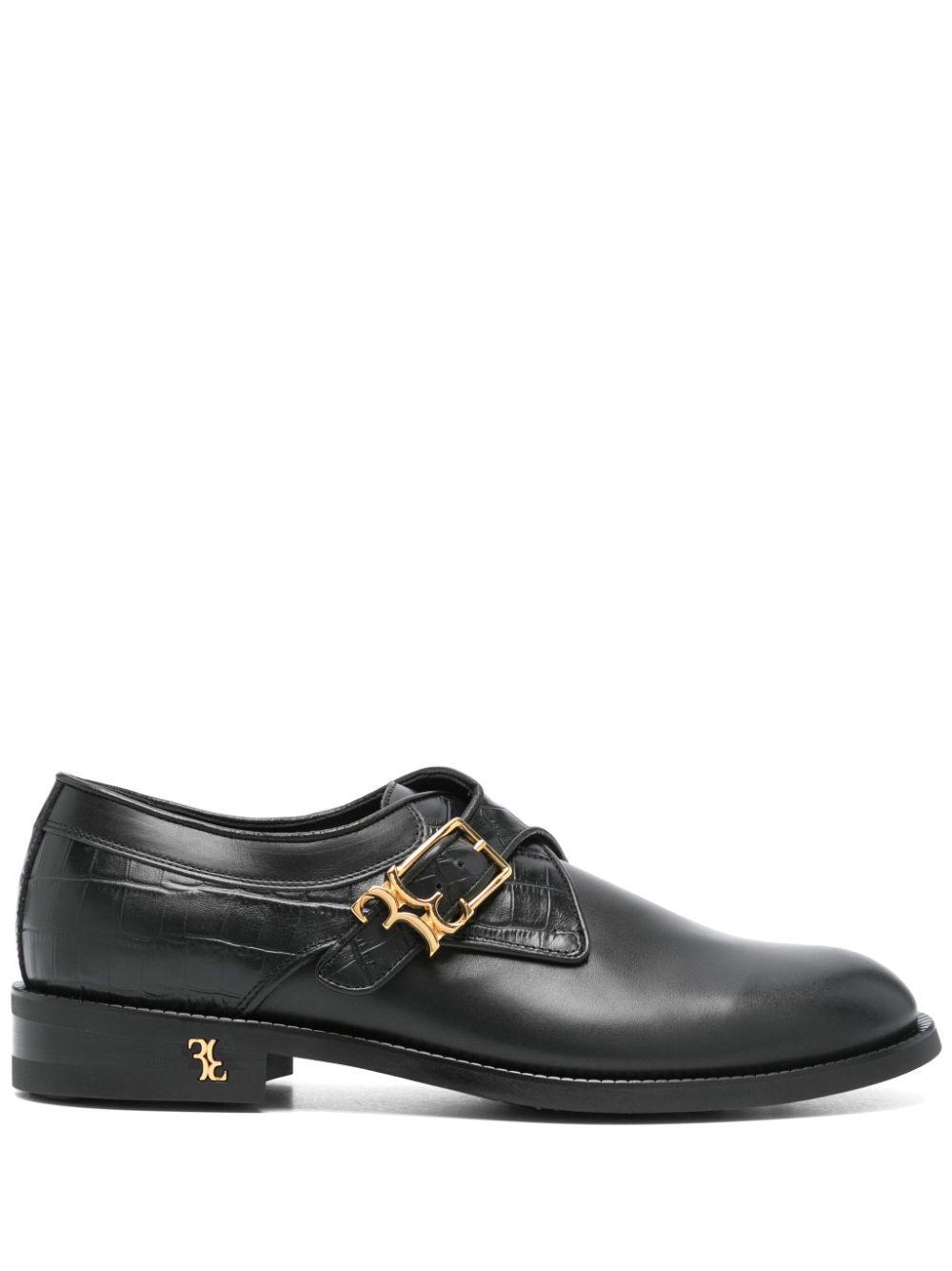 Billionaire Croc-Effect Panel Derby Shoes in Black for Men | Lyst