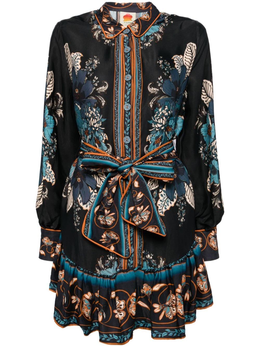 FARM Rio Blossom Tapestry Dress in Black | Lyst