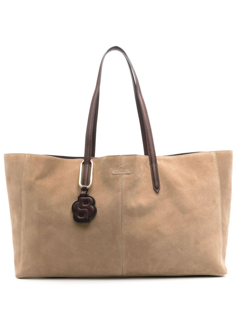BOSS Suede Tote Bag in Natural | Lyst