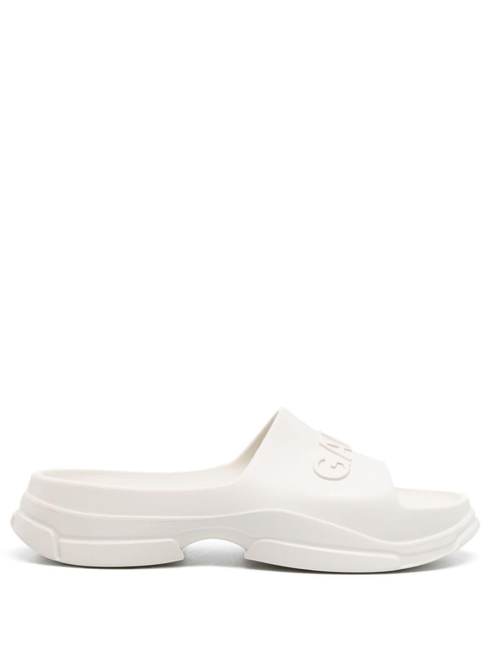 Ganni Logo-embossed Tonal-design Slides in White | Lyst