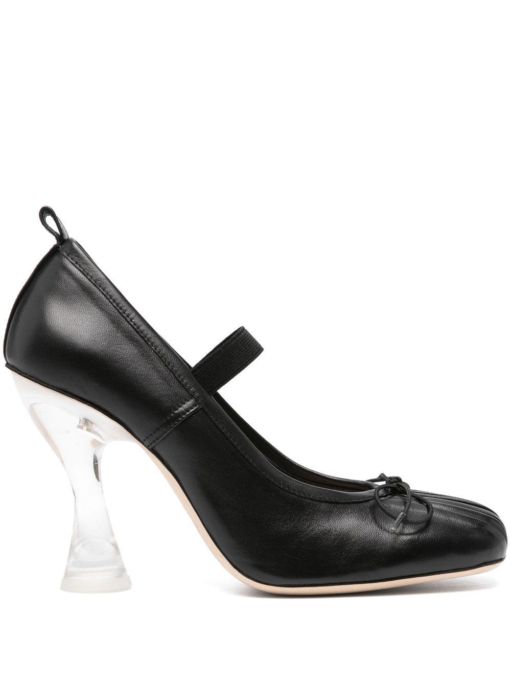 Simone Rocha Heeled Leather Ballerina Shoes in Black | Lyst