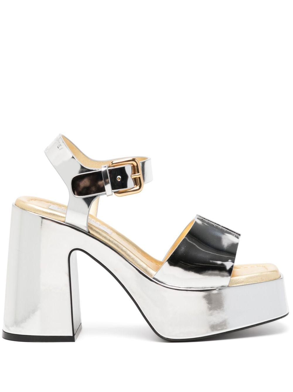 Stella McCartney X Sorayama Skyla Mirrored Platform Sandals in White | Lyst