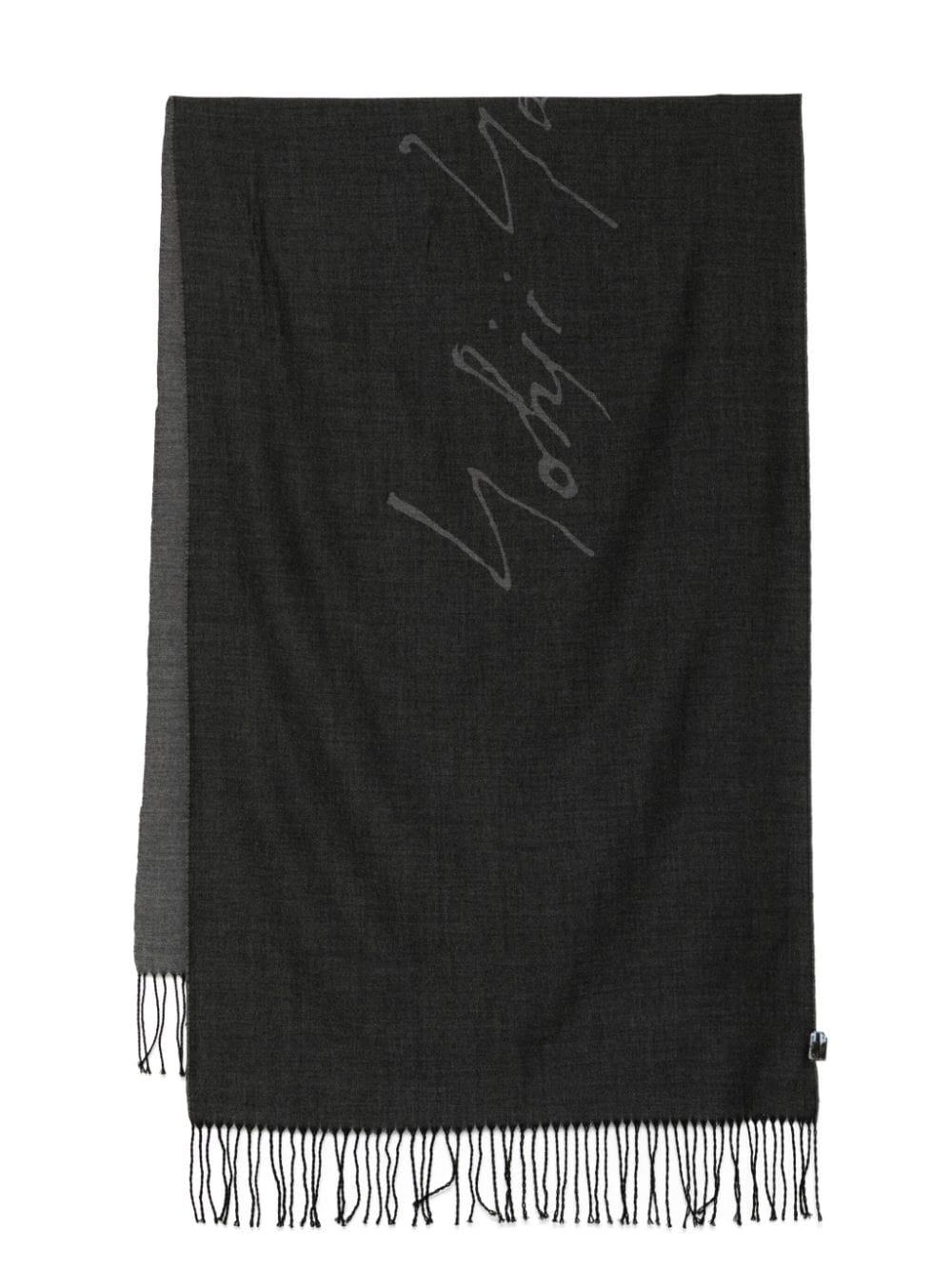 Yohji Yamamoto Logo Scarf in Black | Lyst