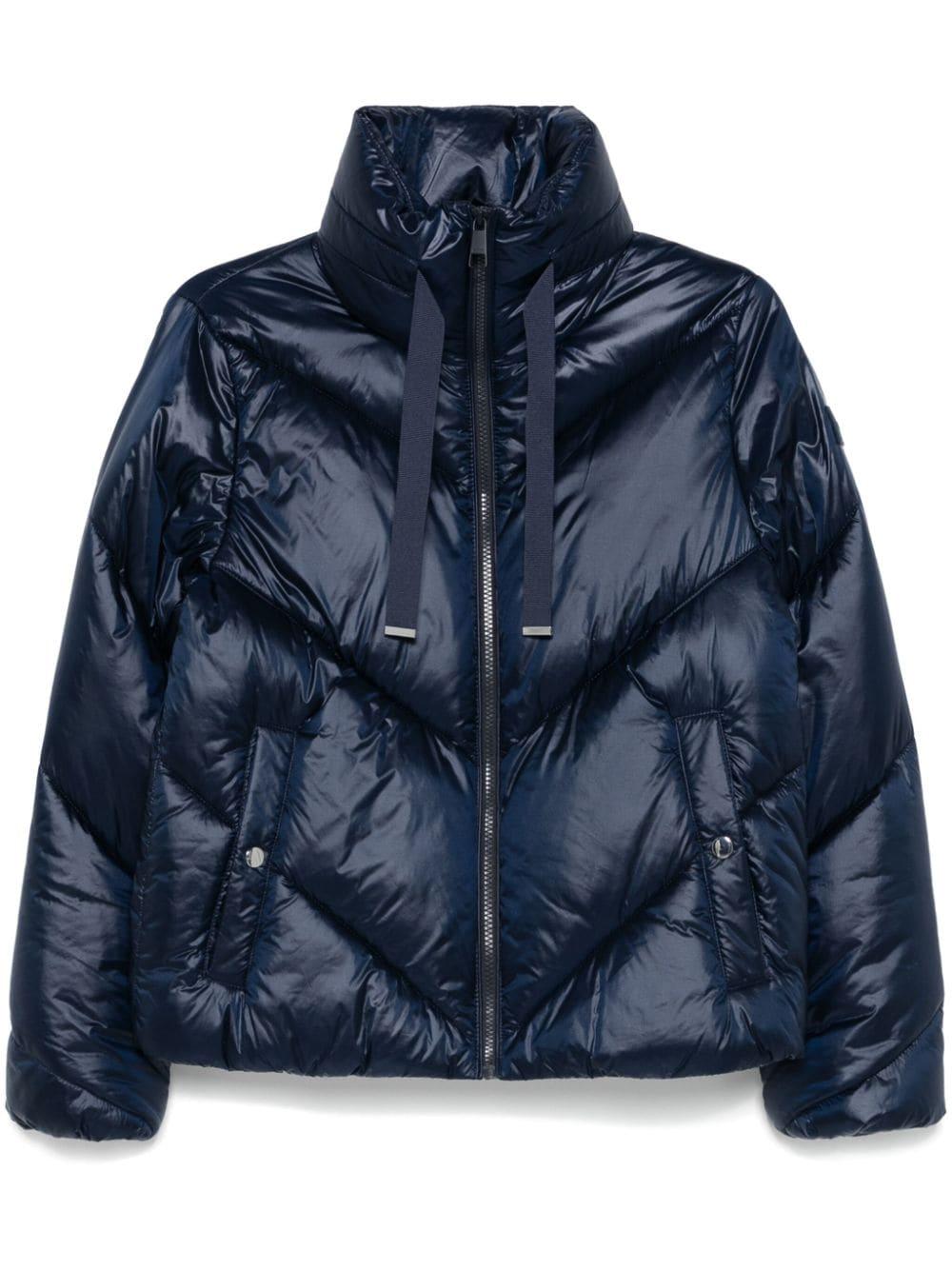 BOSS Stand-Up Collar Puffer Jacket in Blue | Lyst