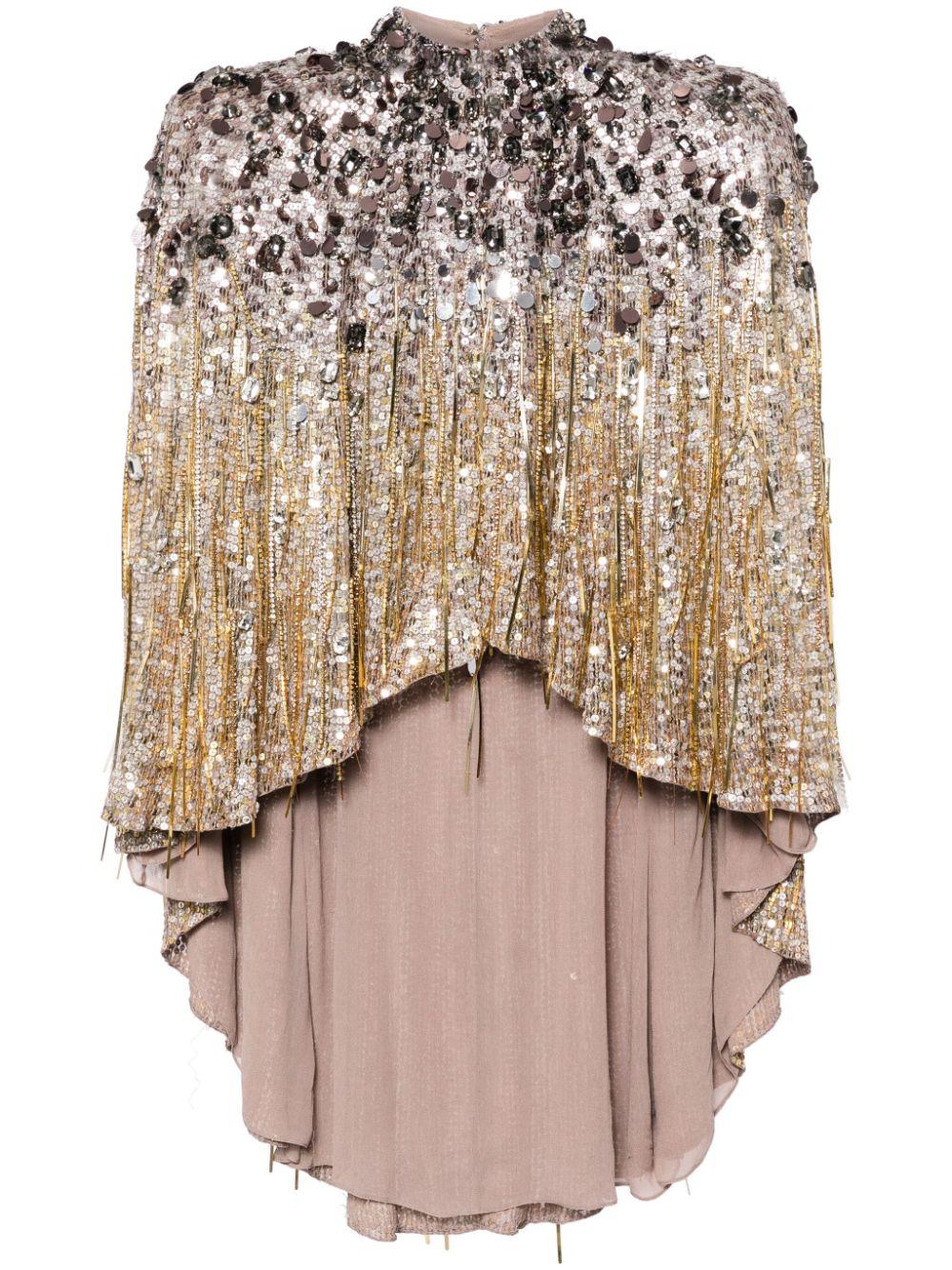 Jenny Packham Rose Sequin-Embellished Cape in Natural | Lyst