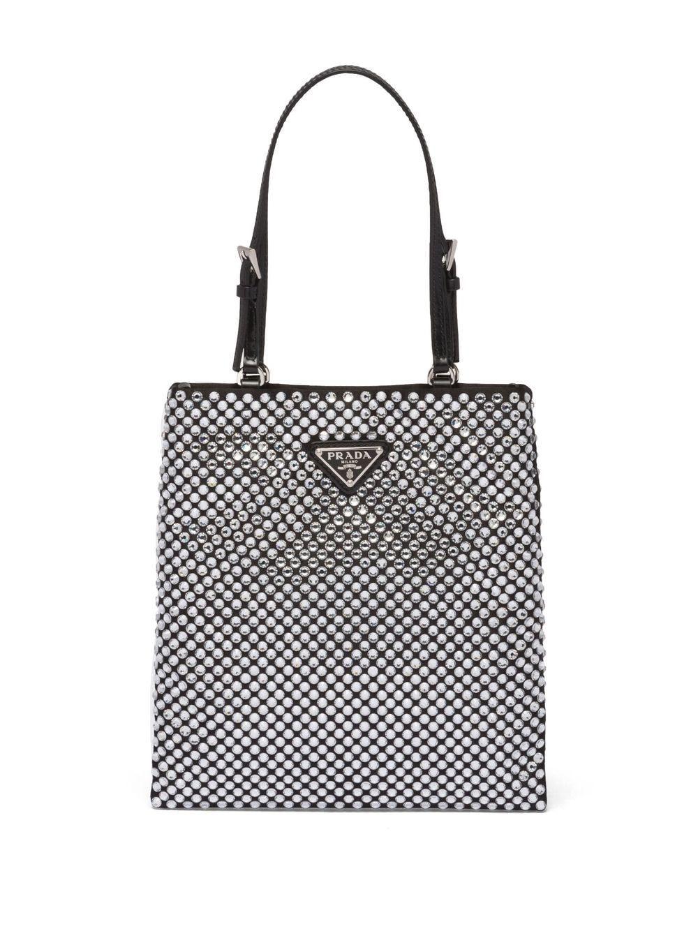 Prada Crystal-embellished Satin Tote Bag in White | Lyst