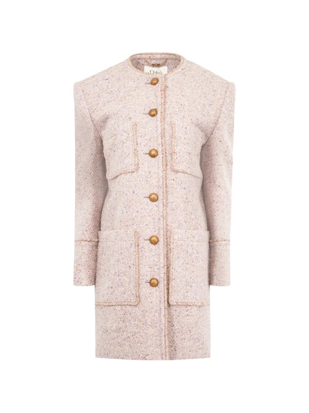 Pink Tweed Coat Long