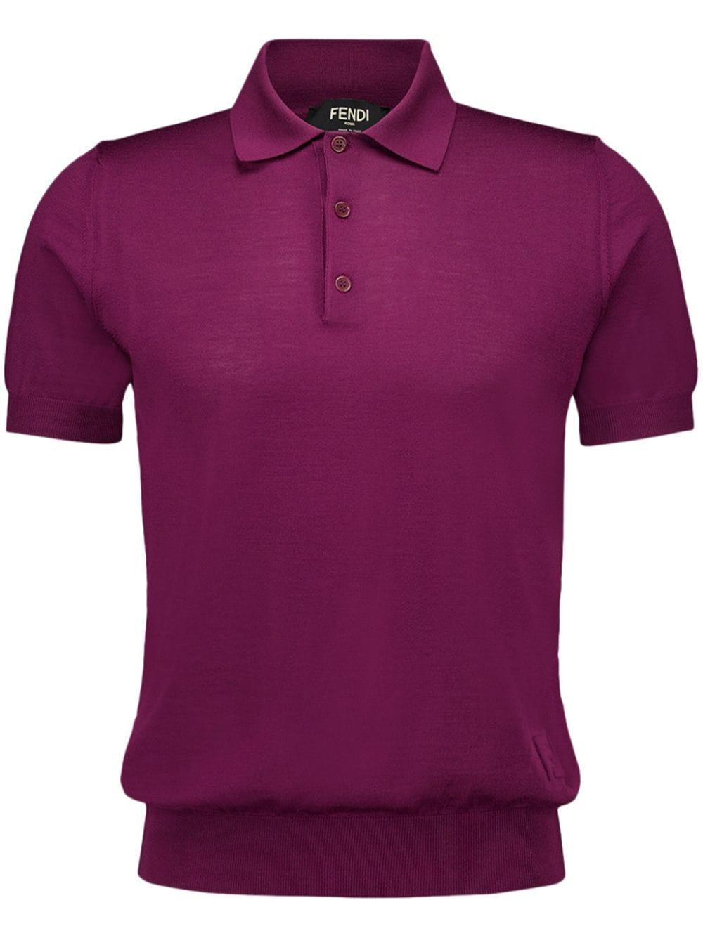 Fendi Logo-Embossed Wool Polo Shirt in Purple for Men | Lyst