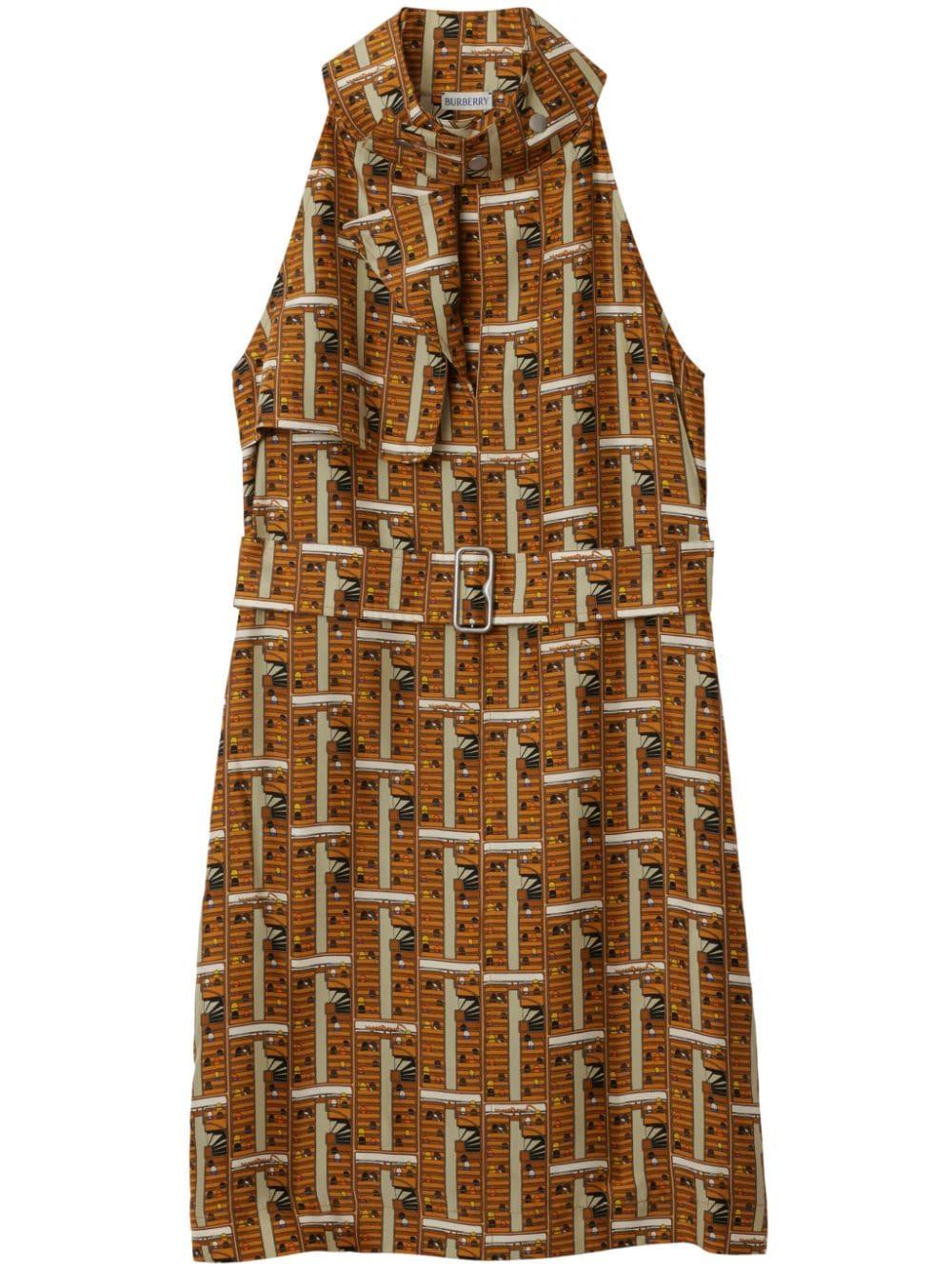 Burberry Bus Silk Dress in Brown | Lyst