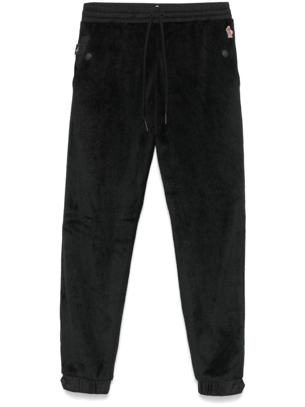 Moncler Fleece-texture Trousers in Black for Men | Lyst