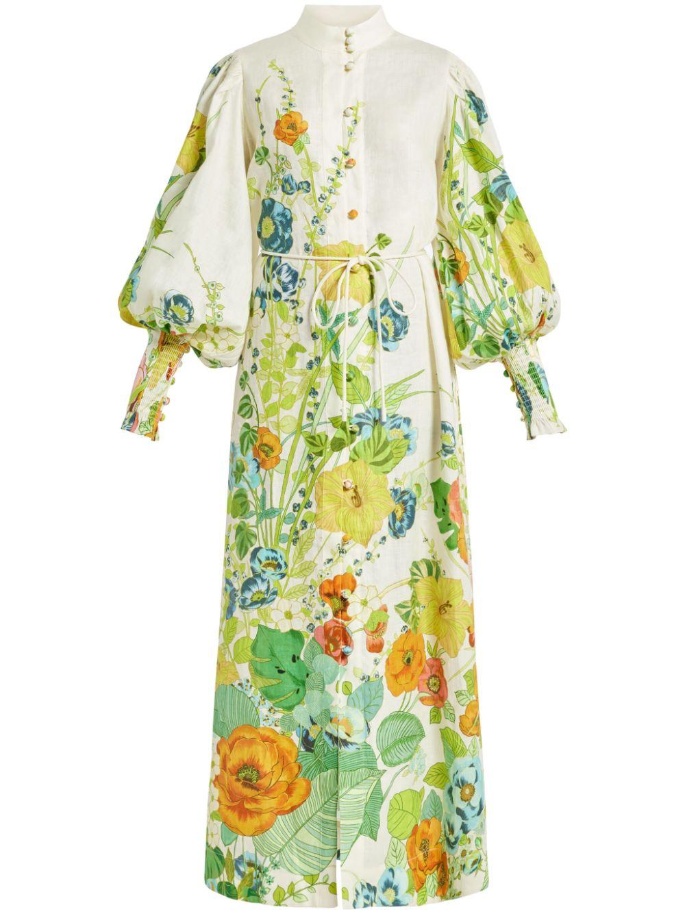 ALÉMAIS Floral-Print Dress in White | Lyst