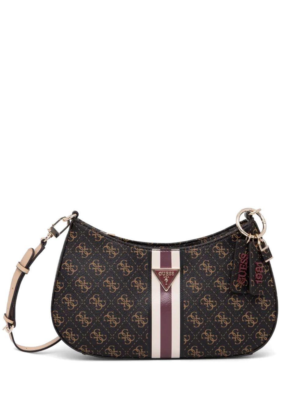Guess Noelle 4G Logo Shoulder Bag in Black | Lyst