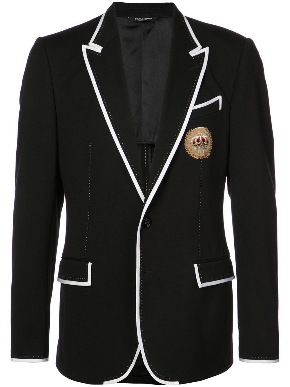 Dolce & Gabbana Synthetic Contrast Piping Blazer in Black for Men ...