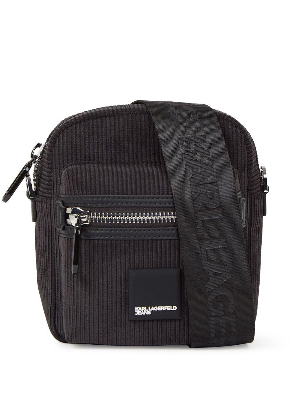 Karl Lagerfeld Box-Logo Corduroy Cross Body Bag in Black for Men | Lyst