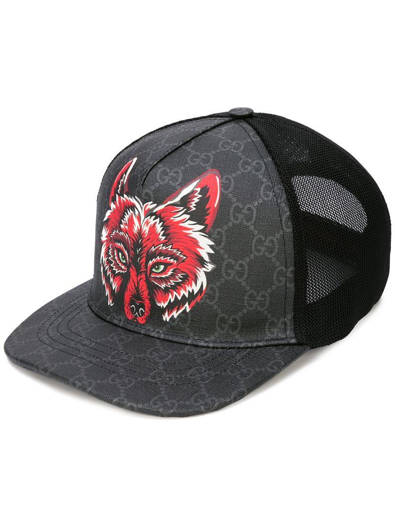Gucci GG Fox Cap in Black for Men | Lyst UK