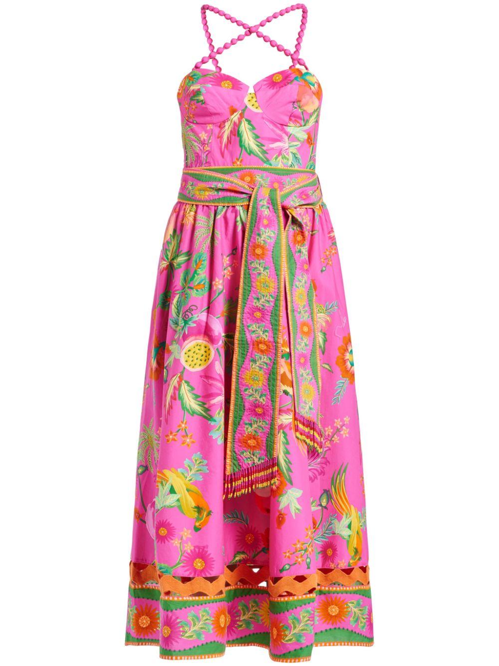 FARM Rio Delicate Fruit Garden Midi Dress in Pink | Lyst