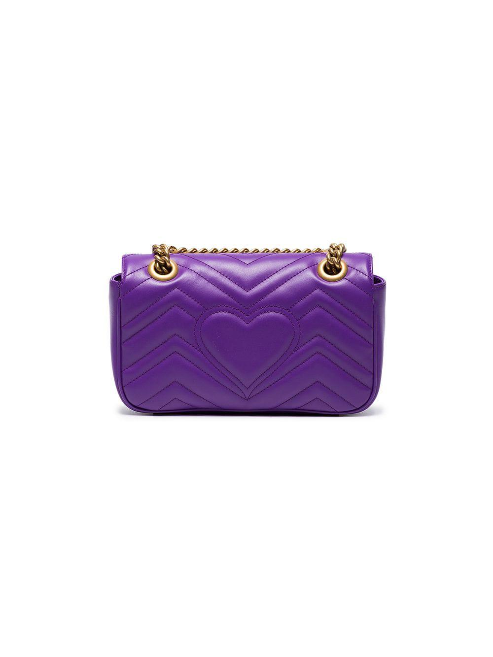 Gucci Purple GG Marmont Mini Leather Shoulder Bag - Lyst