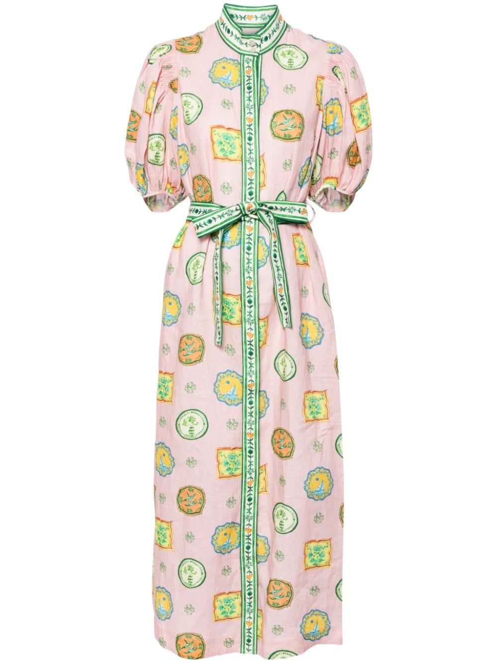 ALÉMAIS Graphic-print Belted Shirtdress in Metallic | Lyst