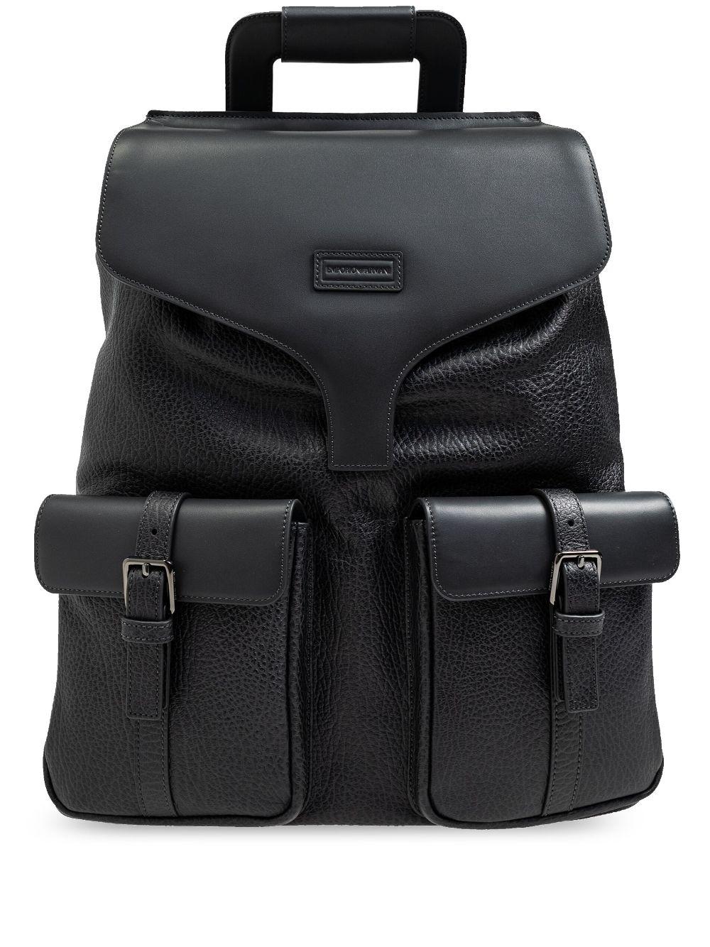 Emporio Armani Pebbled-Leather Backpack in Black for Men | Lyst