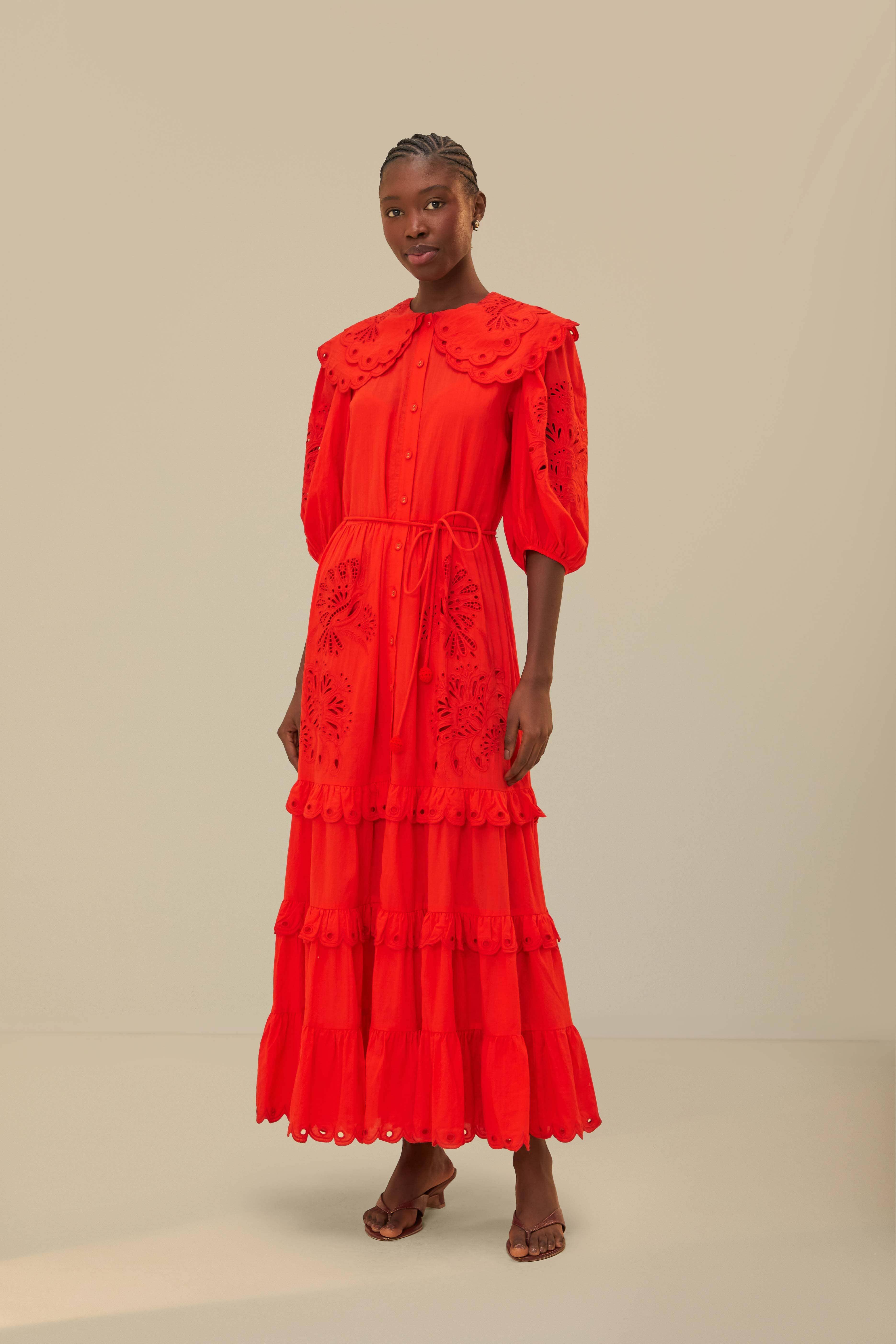 FARM RIO ACTIVE Humming Bird Richelieu Maxi Dress in Red | Lyst