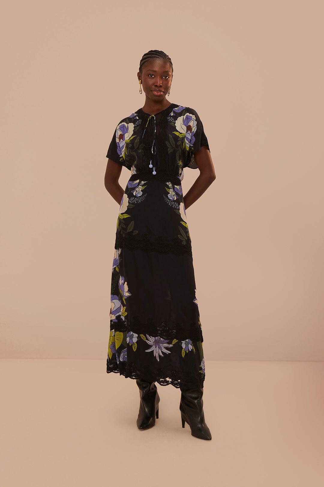 FARM Rio Botanical Lace Tiered Maxi Dress in Natural | Lyst