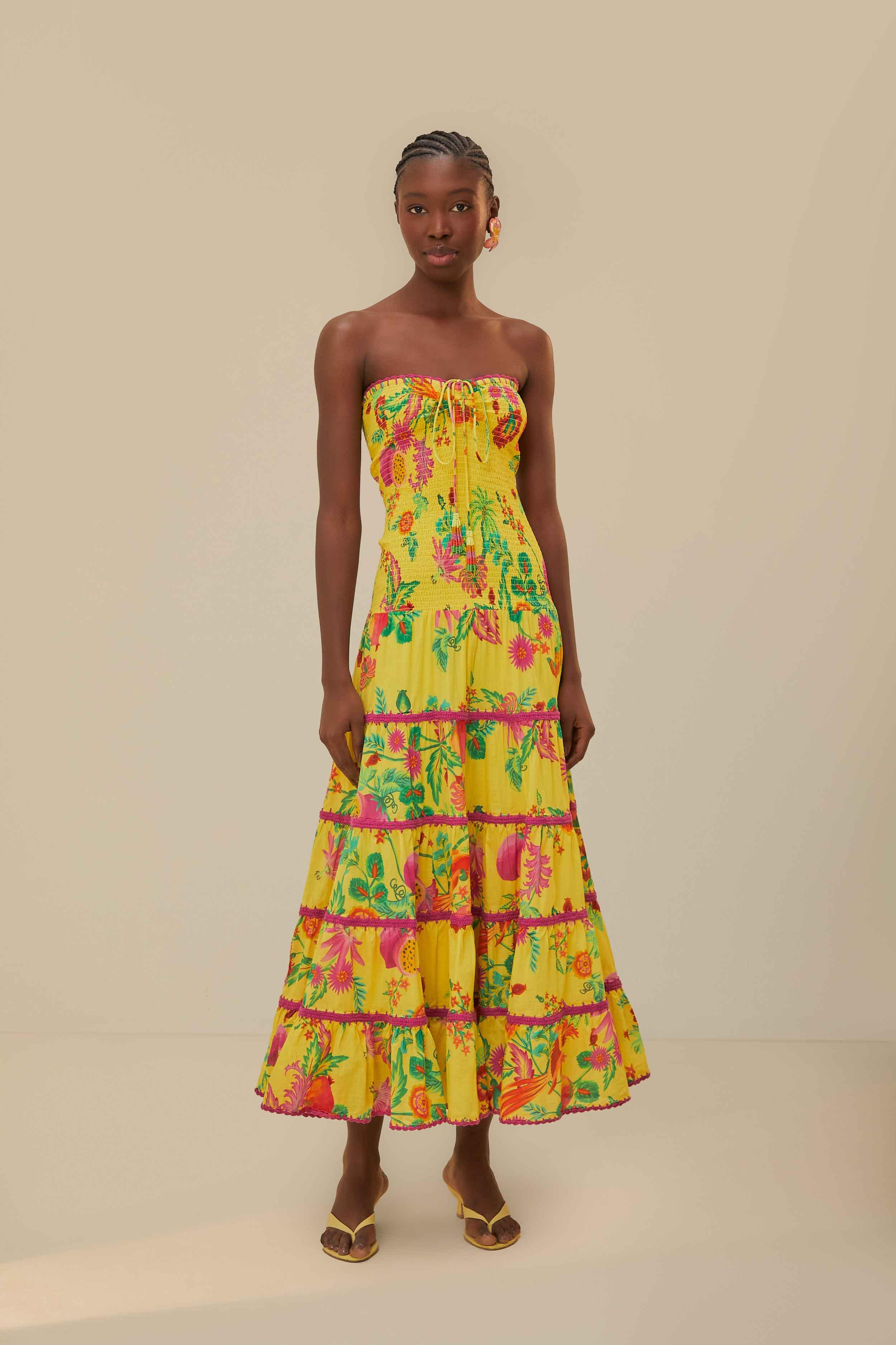 FARM RIO ACTIVE Delicate Fruit Garden Smocked Maxi Dress, Delicate ...