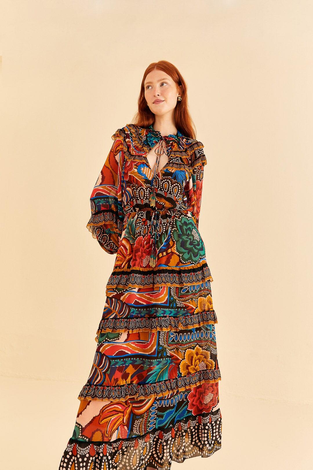 FARM Rio Multicolor Fall Mix Maxi Dress | Lyst