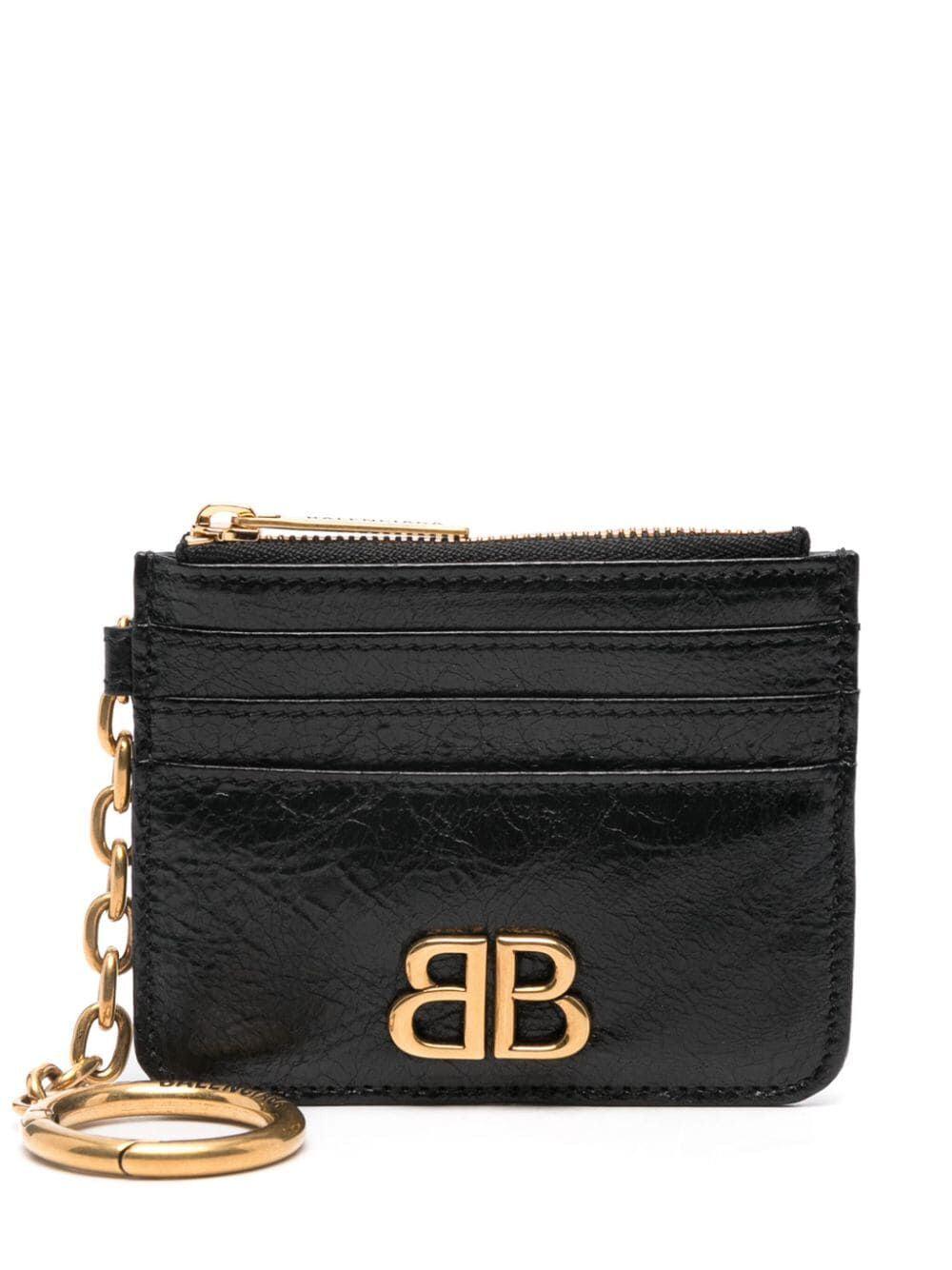 Balenciaga Monaco Card Holder Zip Keychain Logo in Black for Men | Lyst