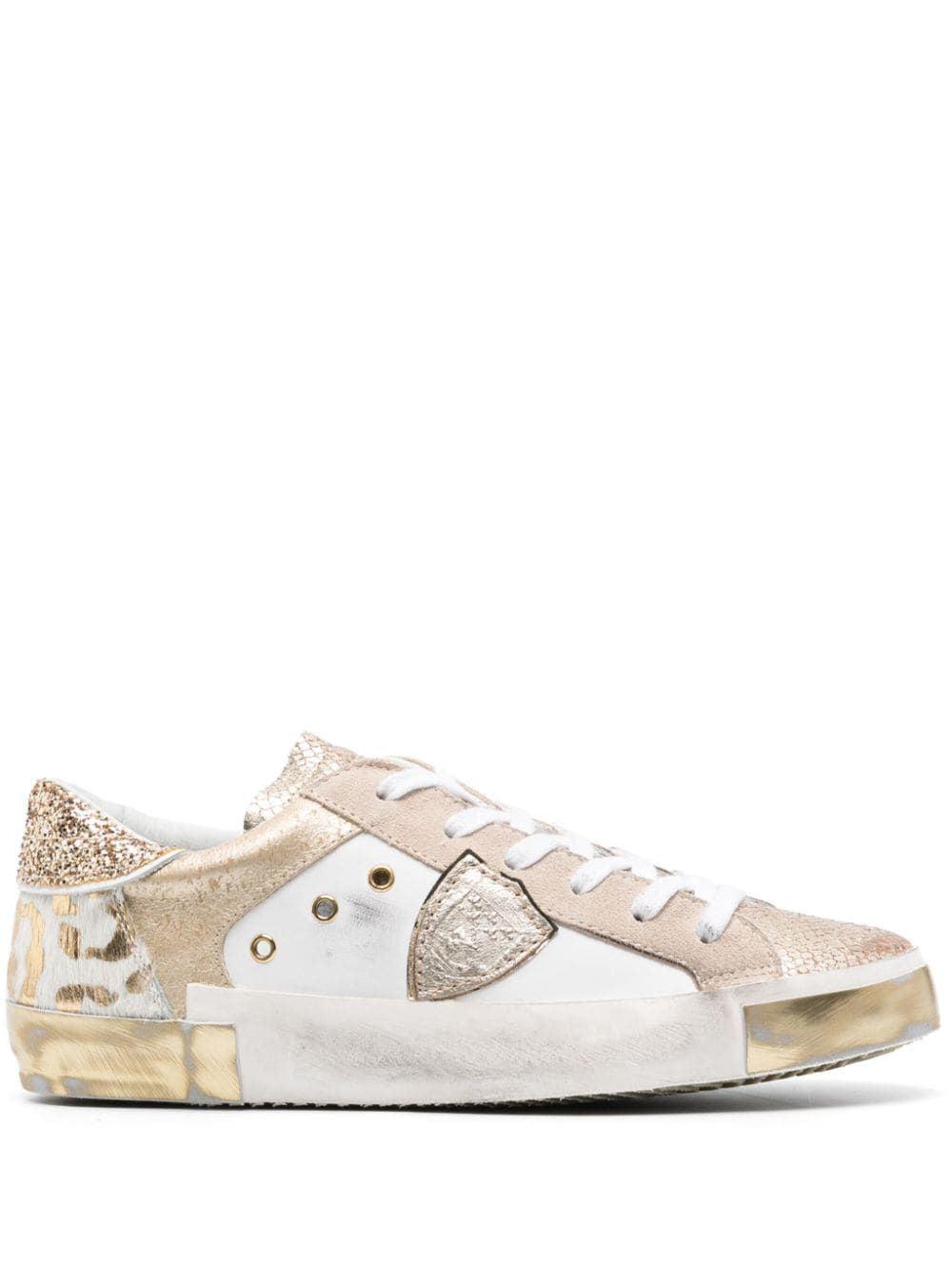 Philippe Model Prsx Low Sneaker Golden Glitter in White for Men | Lyst