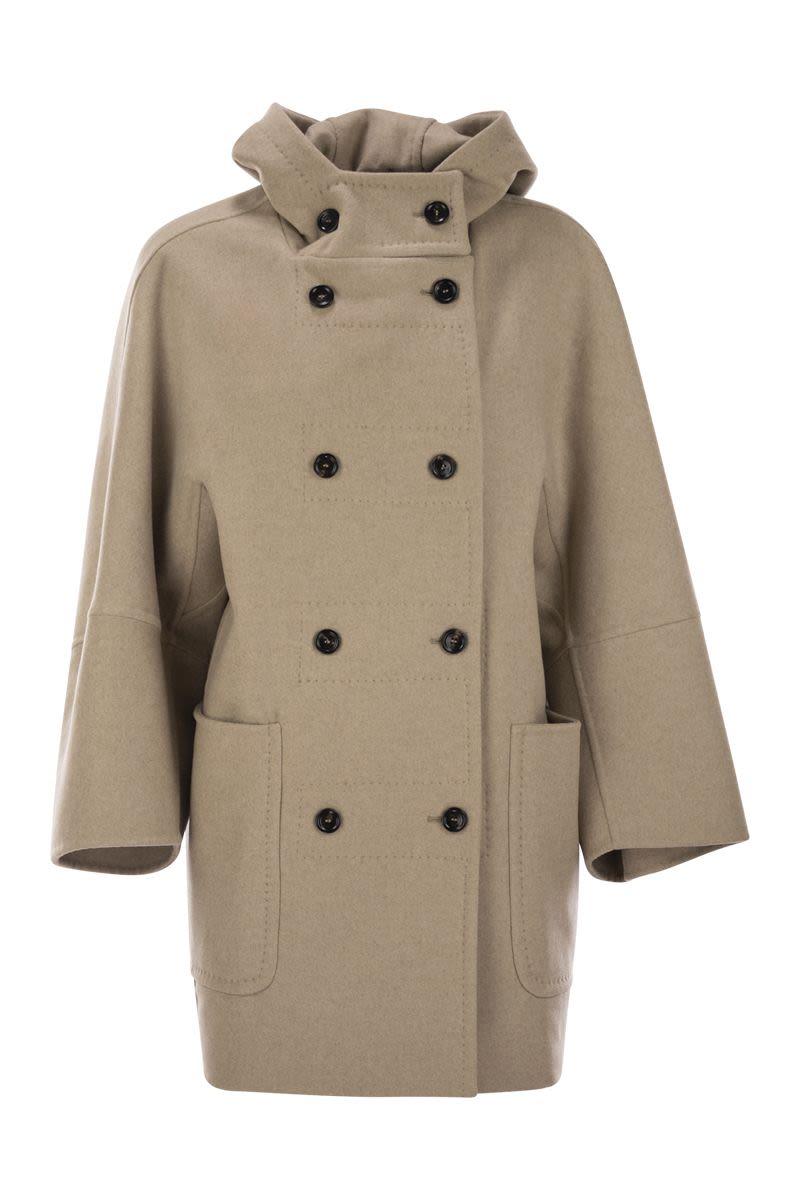 Max Mara Wool And Cashmere Double-Breasted Mini Parka Jacket in Natural ...