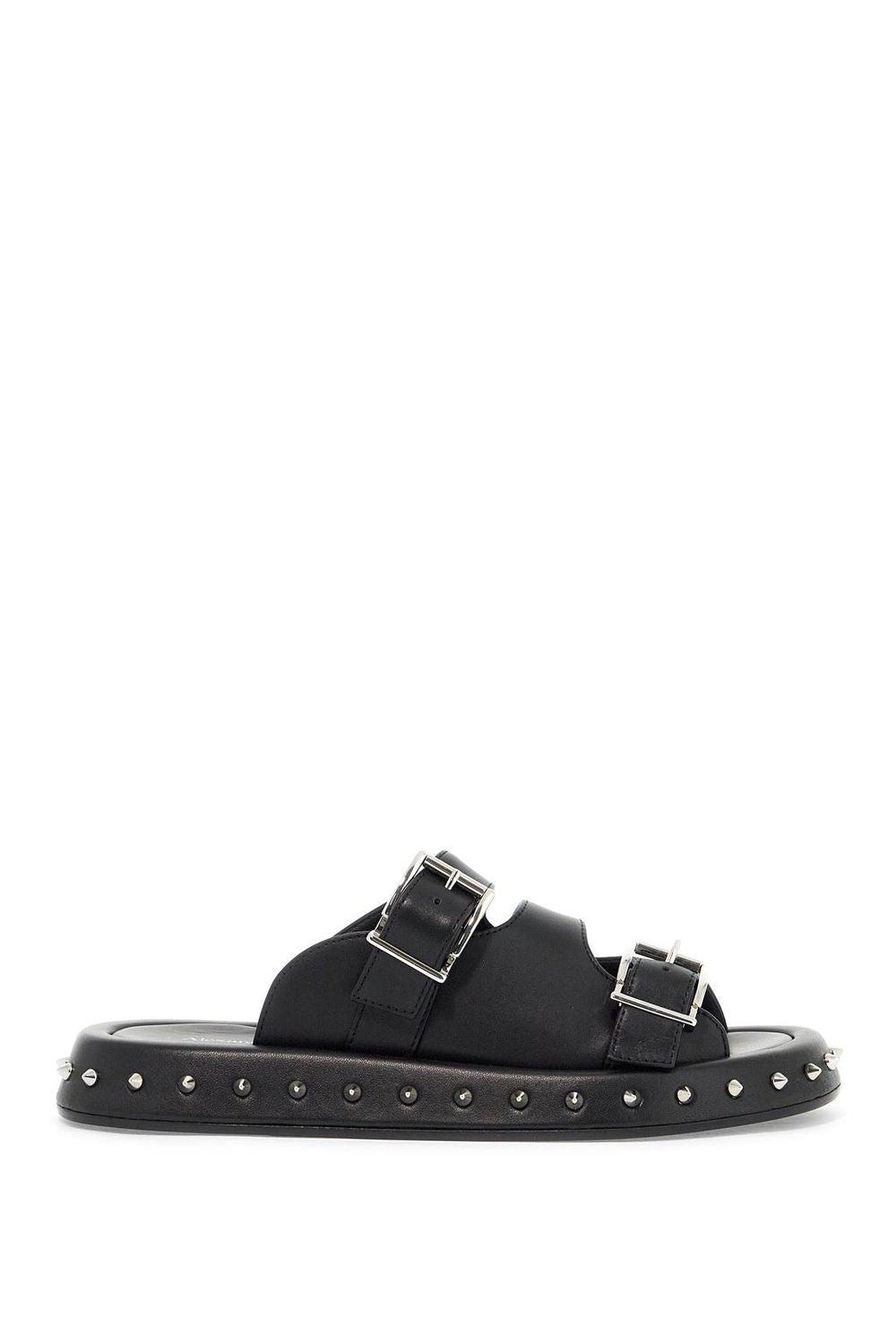 Alexander McQueen Leather Punk Slides For Ed in Black for Men | Lyst