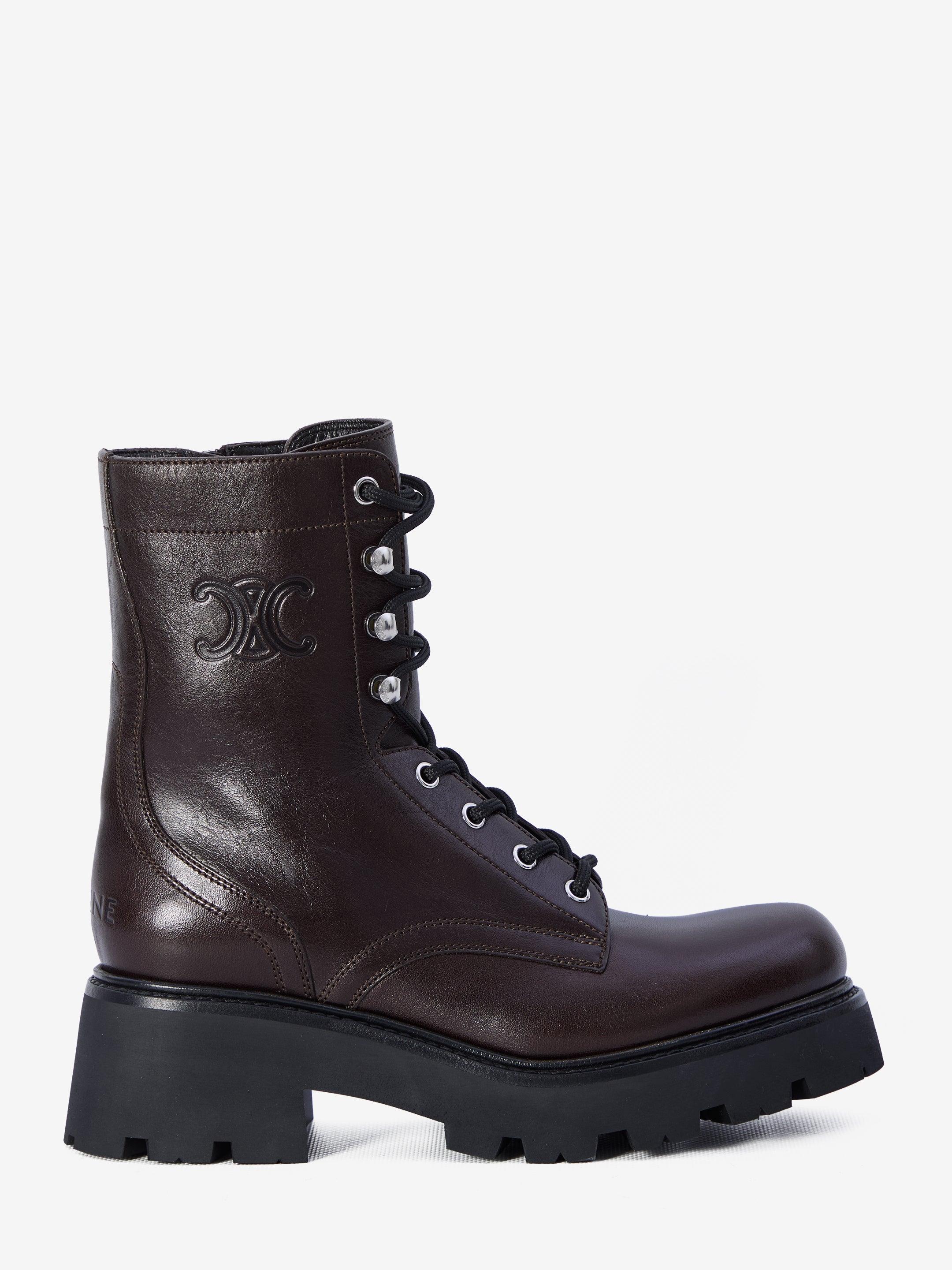Celine Triomphe Rangers Mid Lace-Up Boots in Black for Men | Lyst